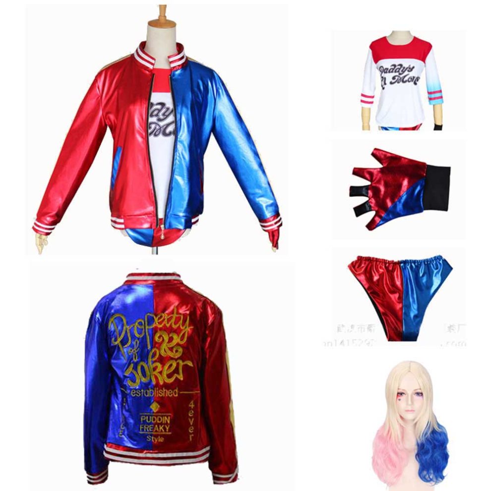 Adult Women Harley Quinn Ripped T-shirt Short Pants Jacket Squad ...