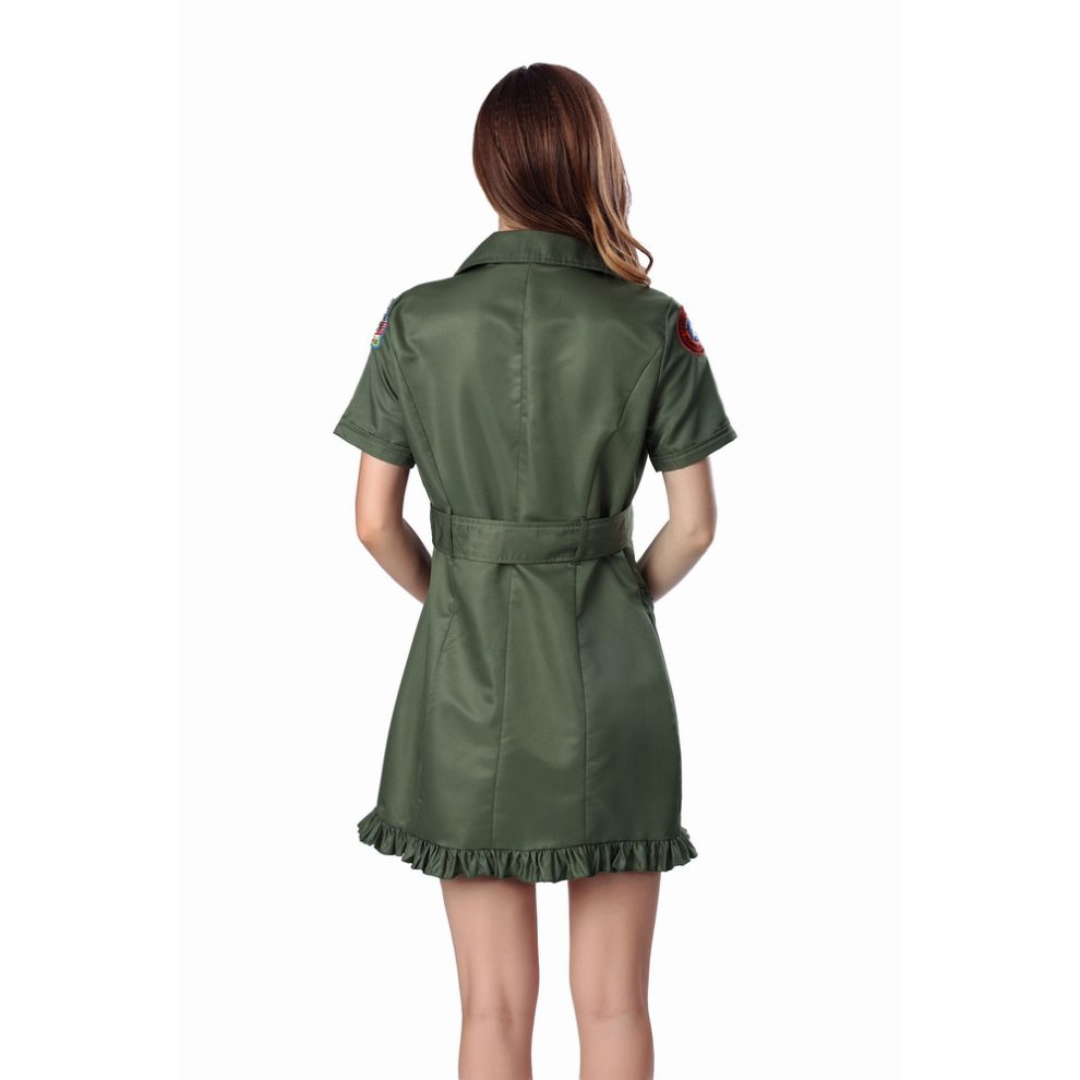 Sexy Top Gun Flight Suit Costume Womens Army Aviator Dress Figher Pilot ...