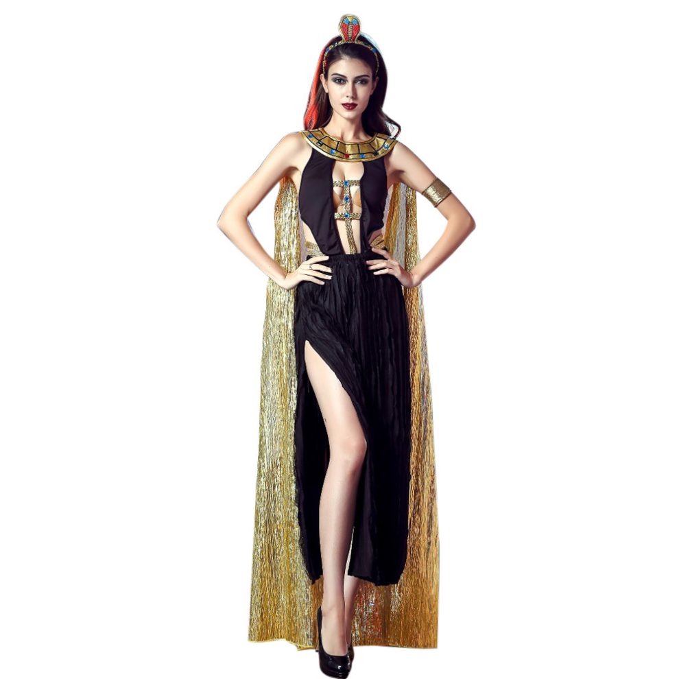 Wendywu Top Women Halloween Egypt Queen Cosplay Sexy High Split Long ...