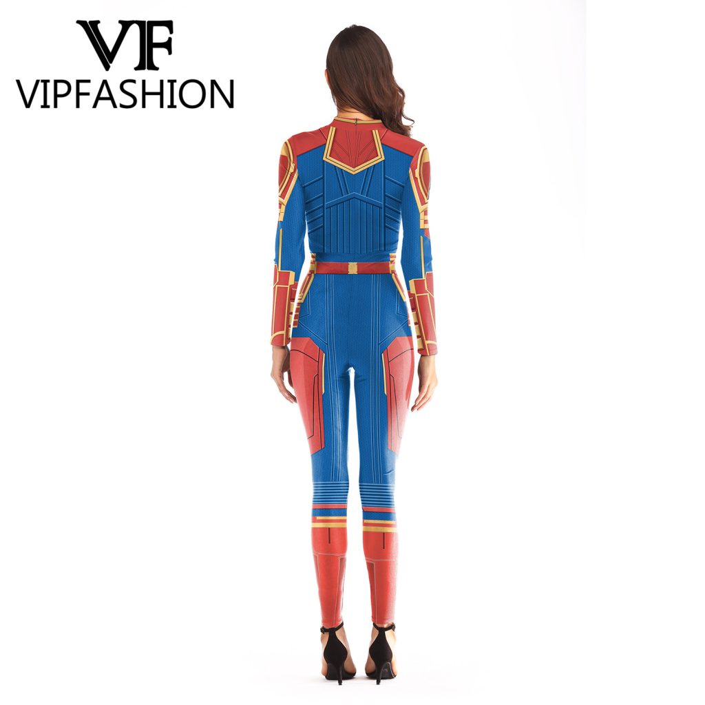 Vip 3d Captain Costume Cosplay Women Plus Size Bodysuit Marvel Movie ...