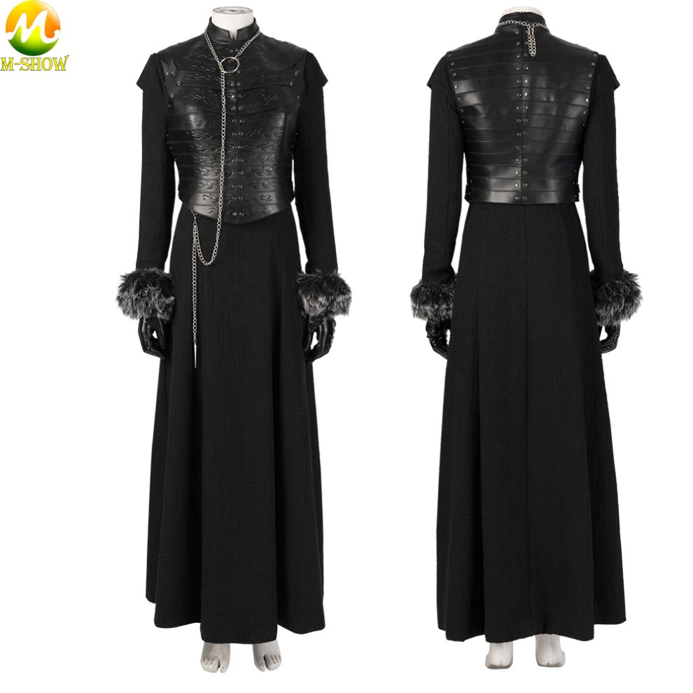 Game Of Thrones Season 8 Sansa Stark Cosplay Long Party Dress Cloak Costume Halloween Custom ...