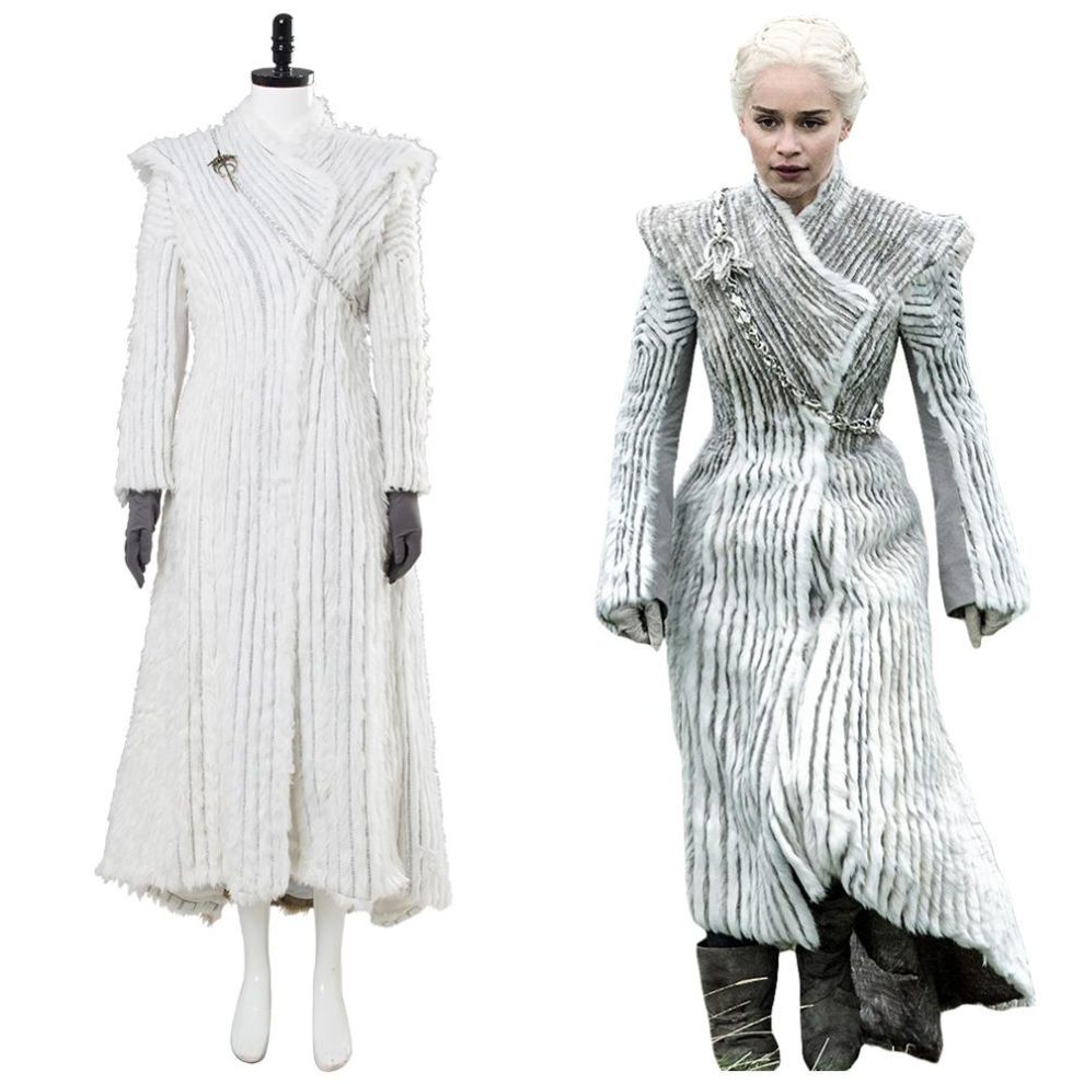 Game Thrones Cosplay Daenerys Targaryen Costume Outfit Dragonstone Snow ...