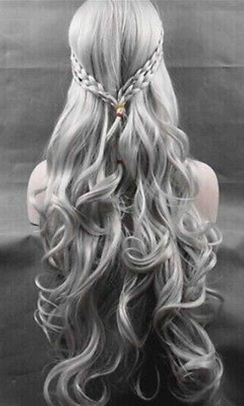 Daenerys Targaryen Silver Wavy Wig Dragon Princess Game Thrones Braids ...