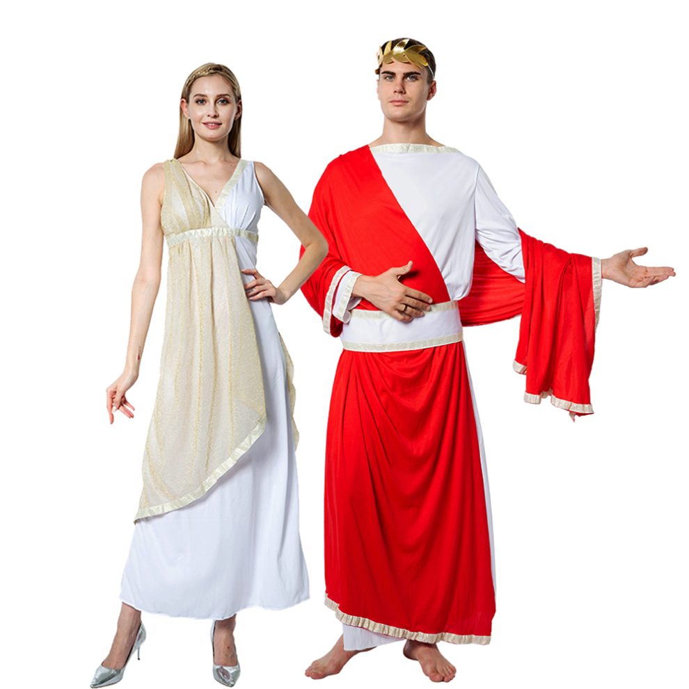 Medieval Women Greek Goddess Dress Cosplay Roman Caesar Knight Robe Men ...