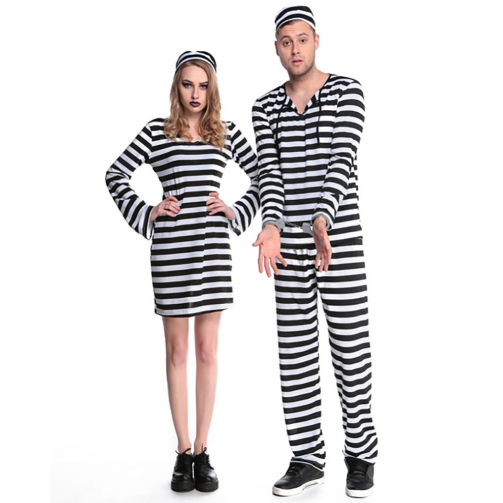 Convict Prisoner Couples Costumes Lawless Mens Ladies Robbers Jailhouse ...