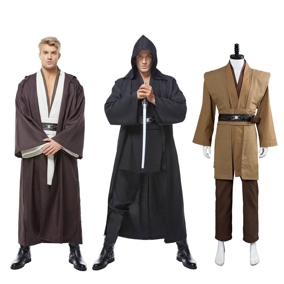 Star Wars Cosplay Obi Wan Kenobi Jedi Costumebrown White Black Robe ...