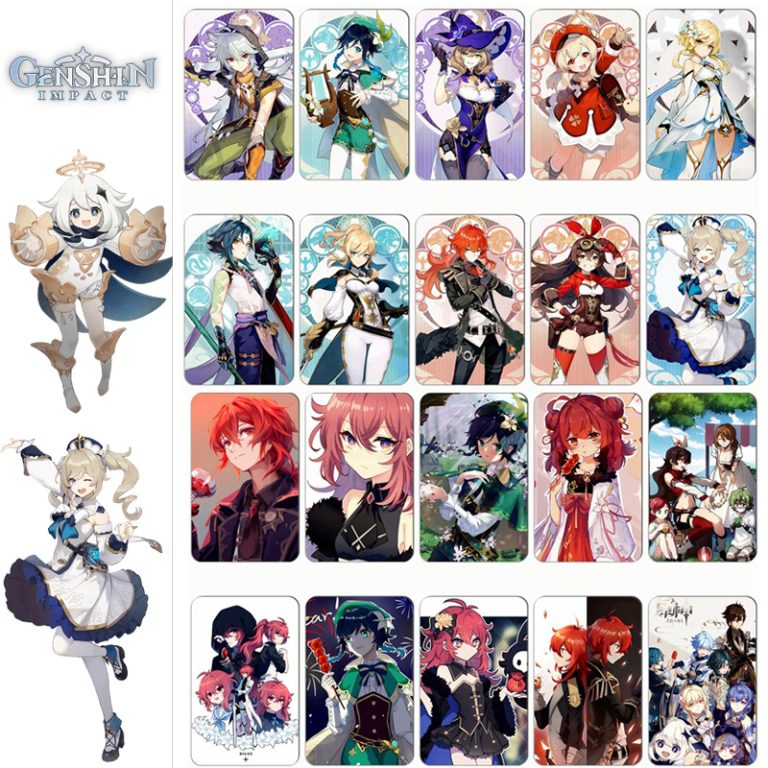 Genshin Impact Venti Xiao Cosplay Card Stickers Anime Accessories ...