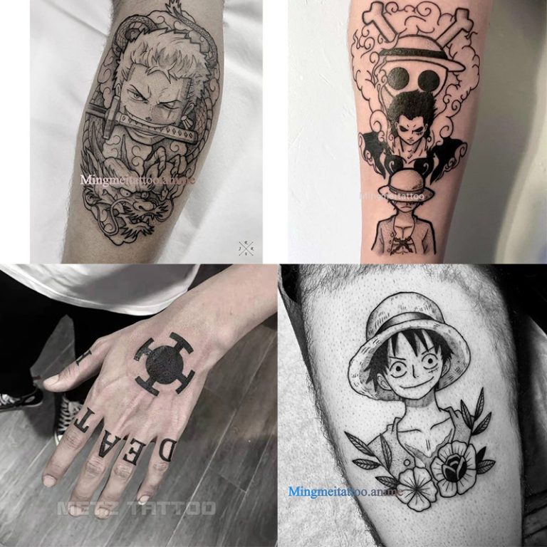 Anime One Piece Tattoo Stickers Luffy Zoro Trafalgar Law Sticker ...