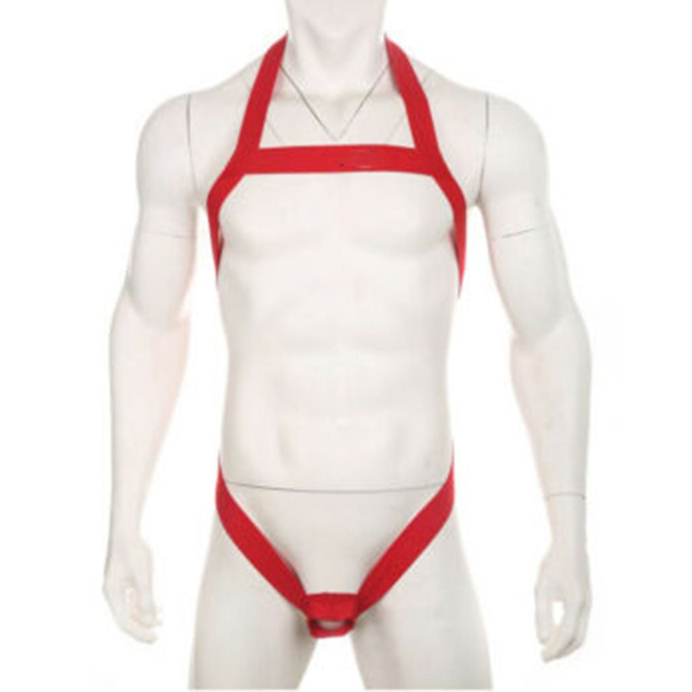 Mens Bondage Harness Thongs Set Body Chest Costume G-string Jockstrap Lingerie Man Halter Neck ...