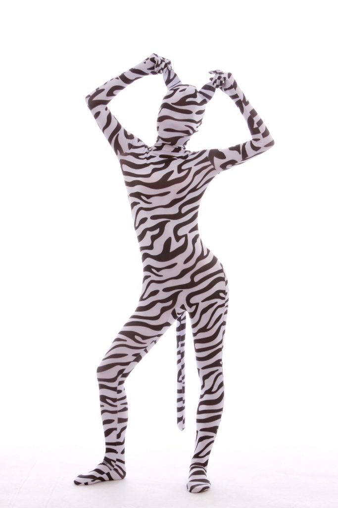 Adult Zipper Full Body Spandex Leopard Zentai Zebra Costumes Halloween ...