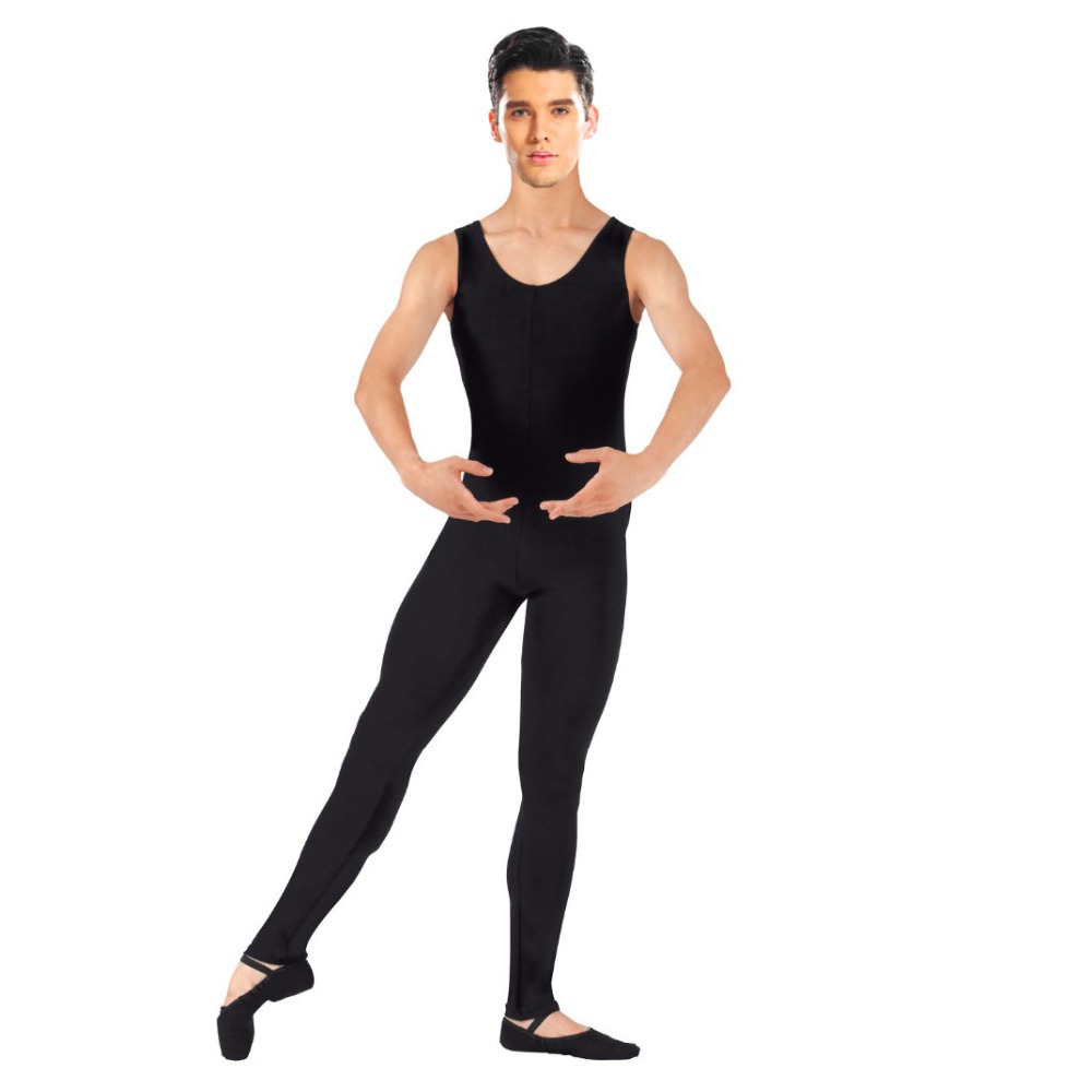 Speerise Men One Piece Black Tank Unitard Ballet Sleeveless Full Body ...