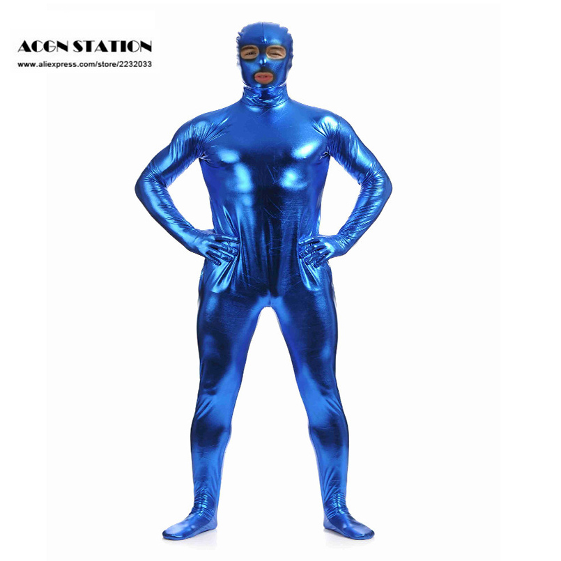 Custom Crotch Zipper Shiny Lycra Spandex Lake Blue Women’s Unitard ...
