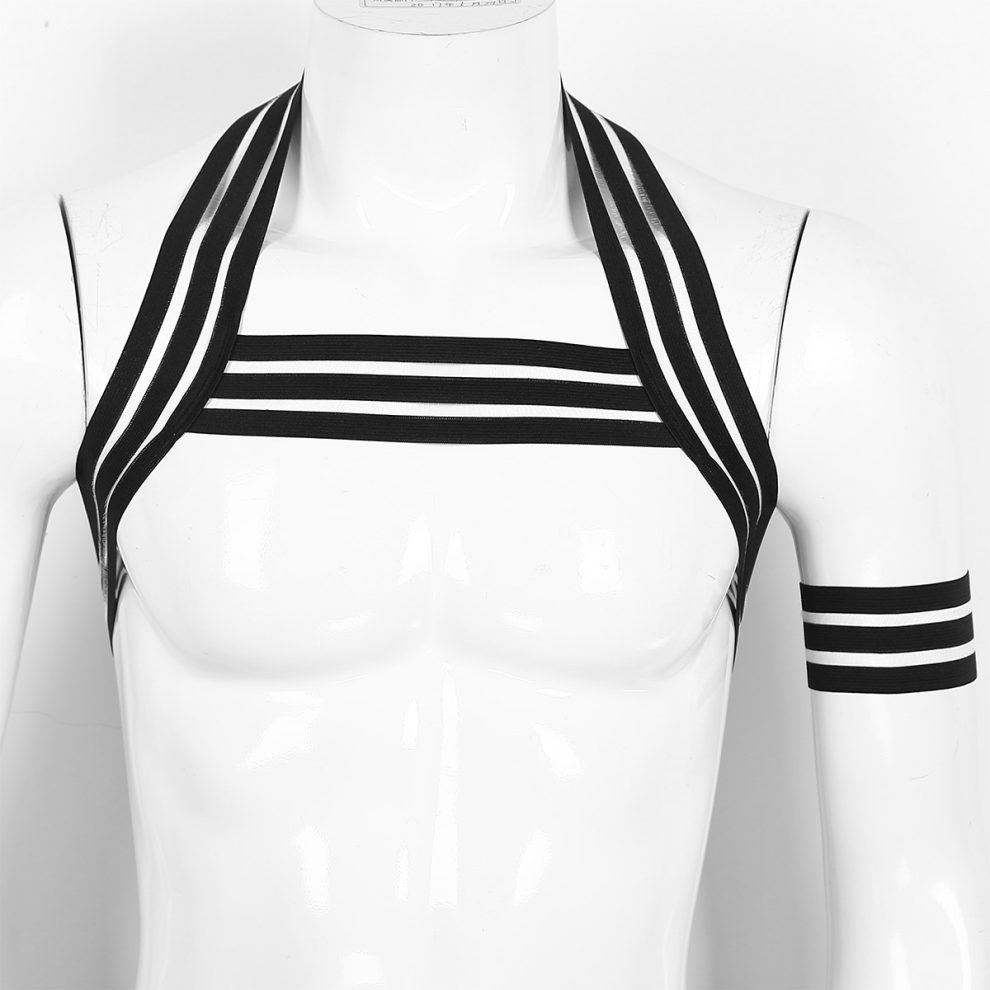 Harness Men Elastic Straps Shoulder Chest Muscle Belt With Armband For ...
