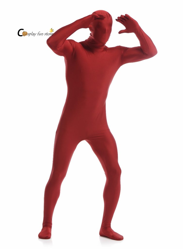 Adult Full Body Spandex Lycra Zentai Suit Wine Red Tight Suits Pure ...
