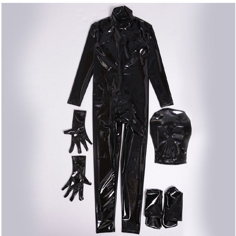 Plus Size Wetlook Pvc Glitter Bodycon Jumpsuit Tights Full Coat Zentai ...