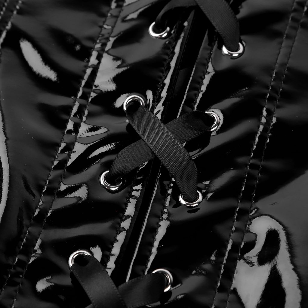 Womens Wetlook Sexy Clubwear Costume Faux Leather Lace Zip Front ...