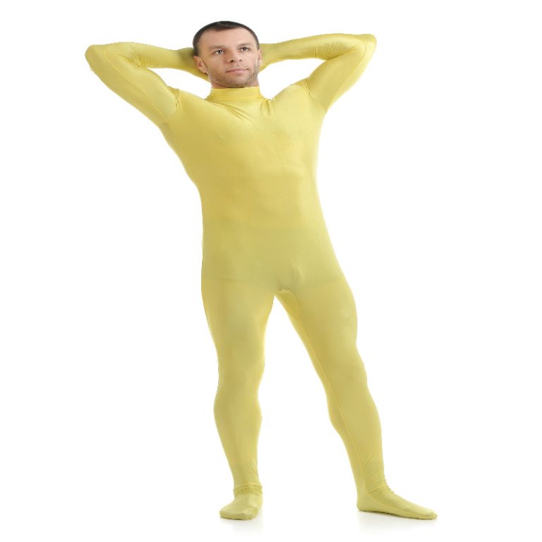 Customize Exotic Zentai Suit Mens Full Bodysuit Hoodless Footed Zipper ...