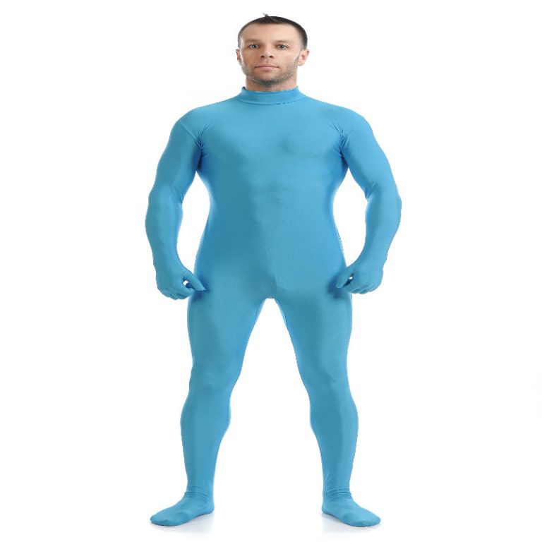 Customize Exotic Zentai Suit Mens Full Bodysuit Hoodless Footed Zipper ...