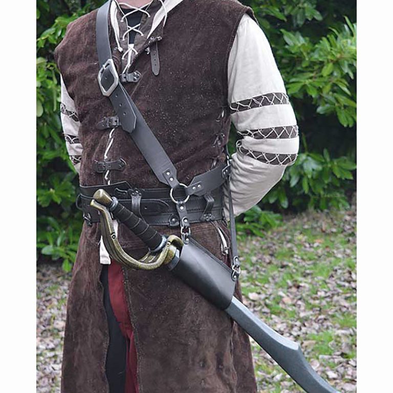 Medieval Pirate Baldric Sheath Leather Sword Scabbard Harness Larp ...