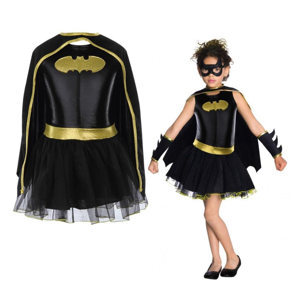Children Girls Bat Man Batgirl Fancy Dress Tutu Superhero Cosplay ...