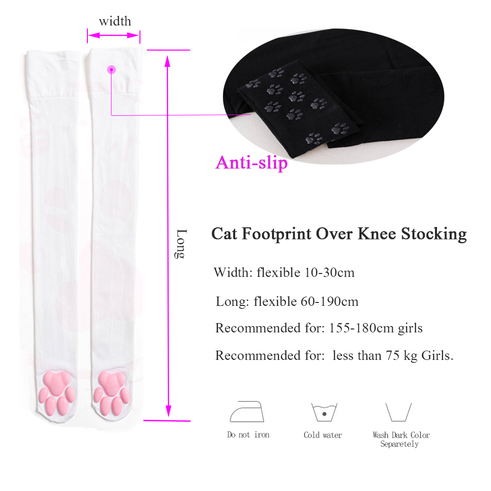 Girls Cat Paw Socks Over Knee Thigh Stockings Female Cute Cosplay Long ...