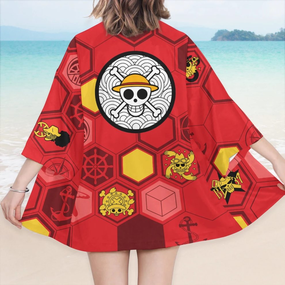 Anime One Piece Monkey D Luffy Pirates Cosplay Costumes Kimono Haori ...