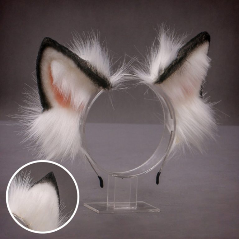 Faux Fur Wolf Ears Headband Realistic Furry Animal Hair Hoop Cosplay ...