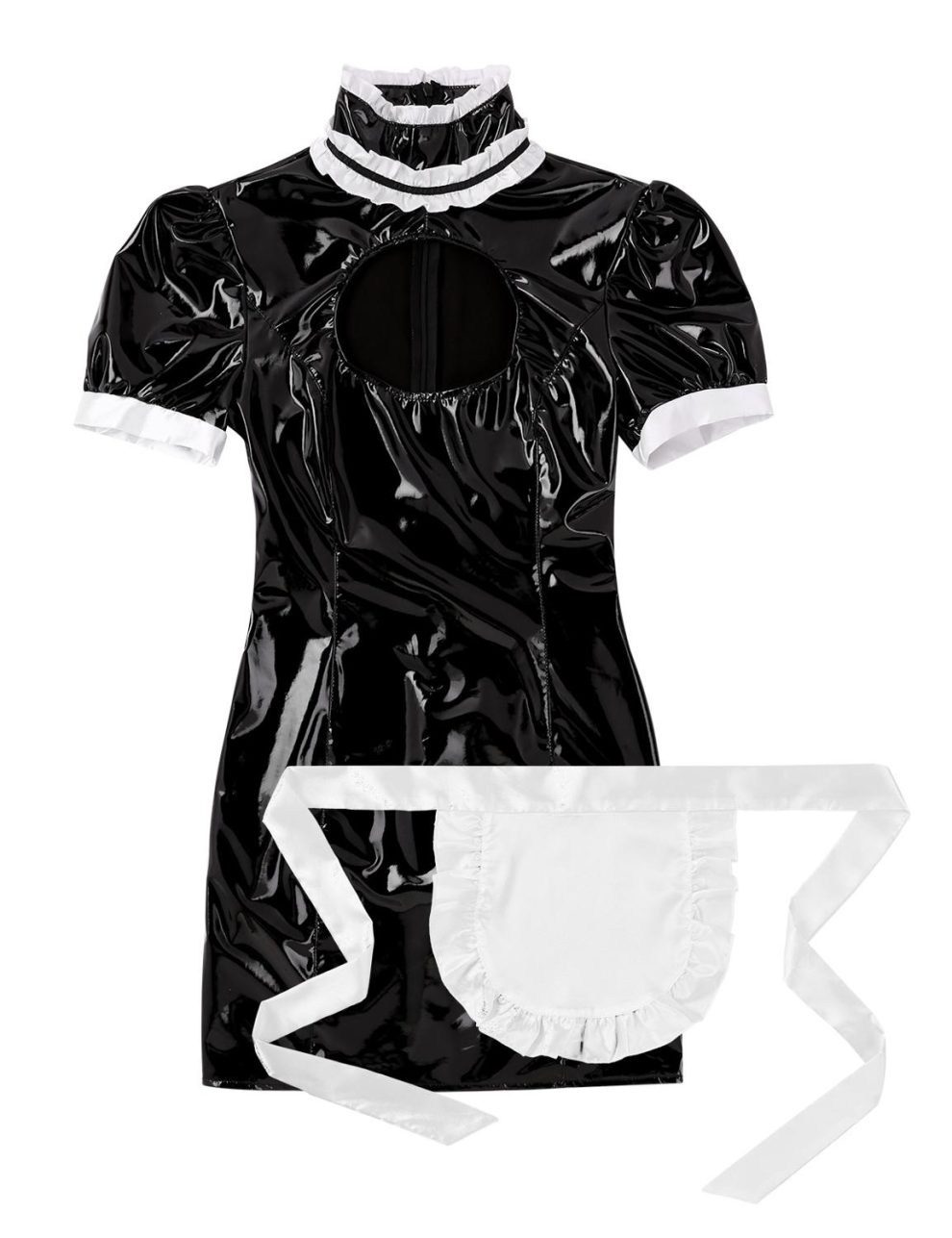Womens Ladies French Body Latex Maid Dress Cosplay Costume Wetlook ...