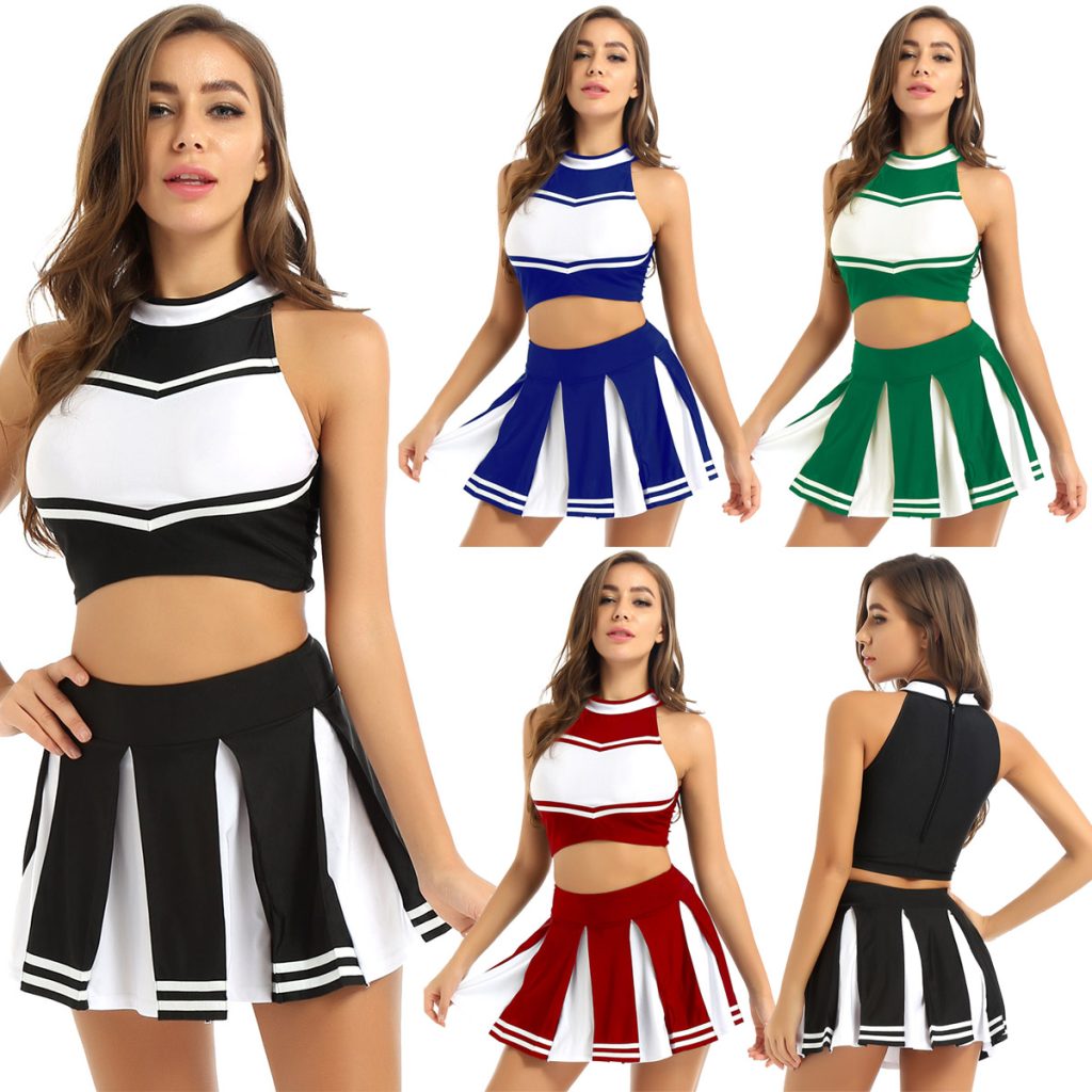 Womens Cheerleader Costume Uniform Sexy Party Clubwear Crop Top With ...