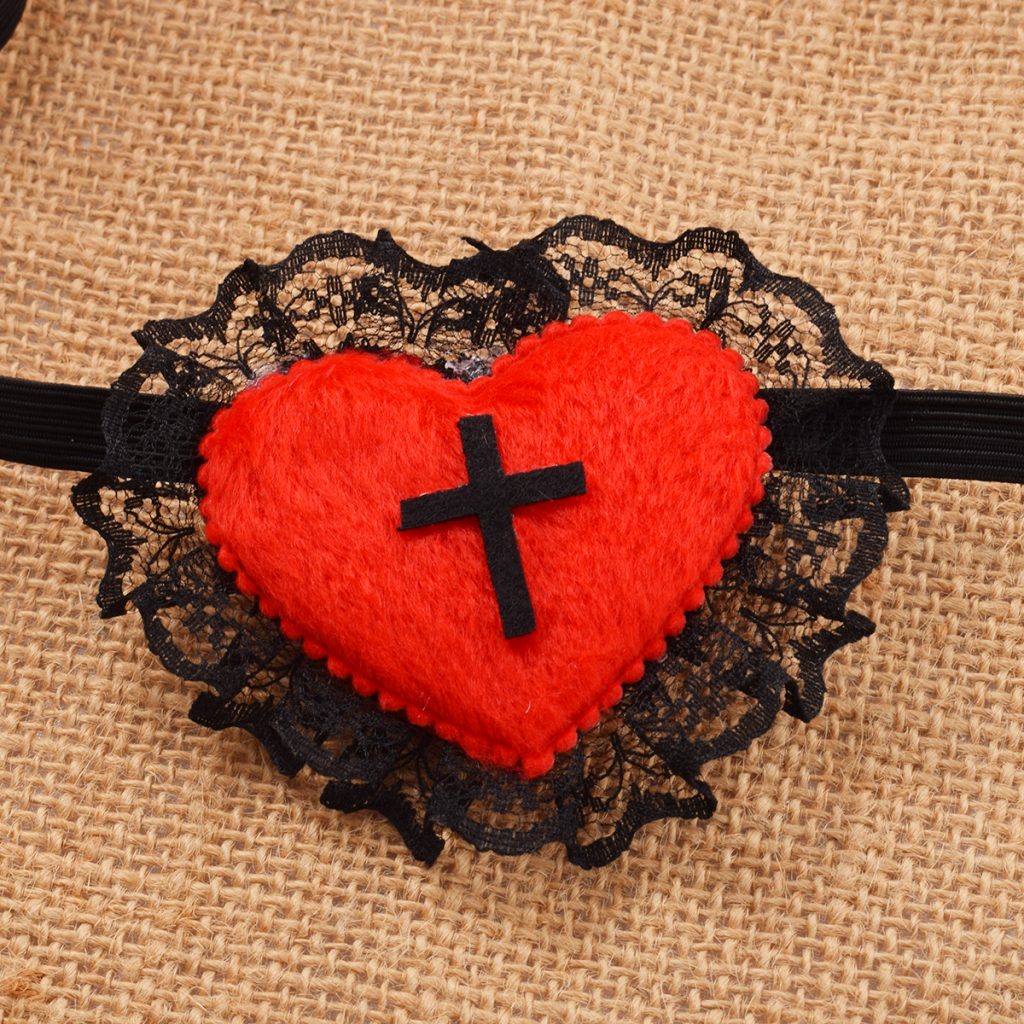 Gothic Girls Red Heart Black Cross Eyepatch Cosplay Eye Patch ...