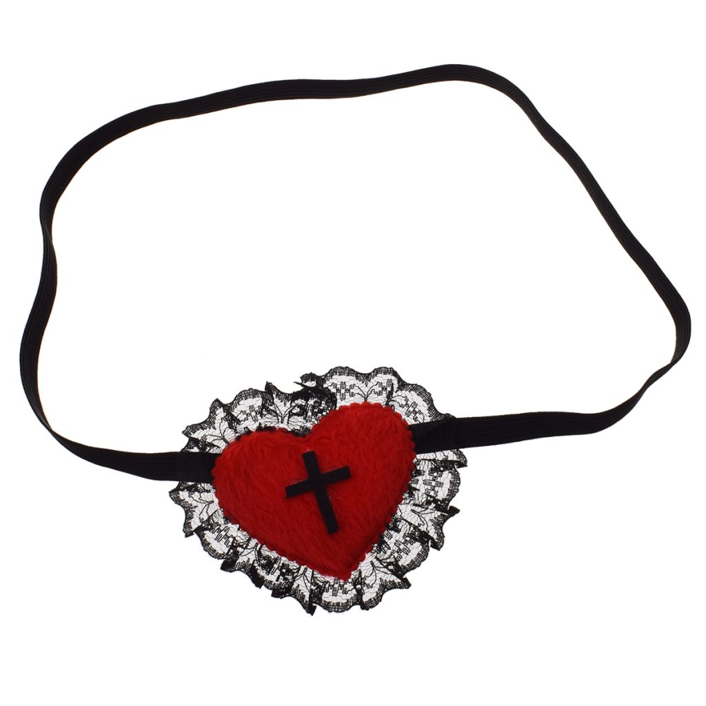 Gothic Girls Red Heart Black Cross Eyepatch Cosplay Eye Patch ...