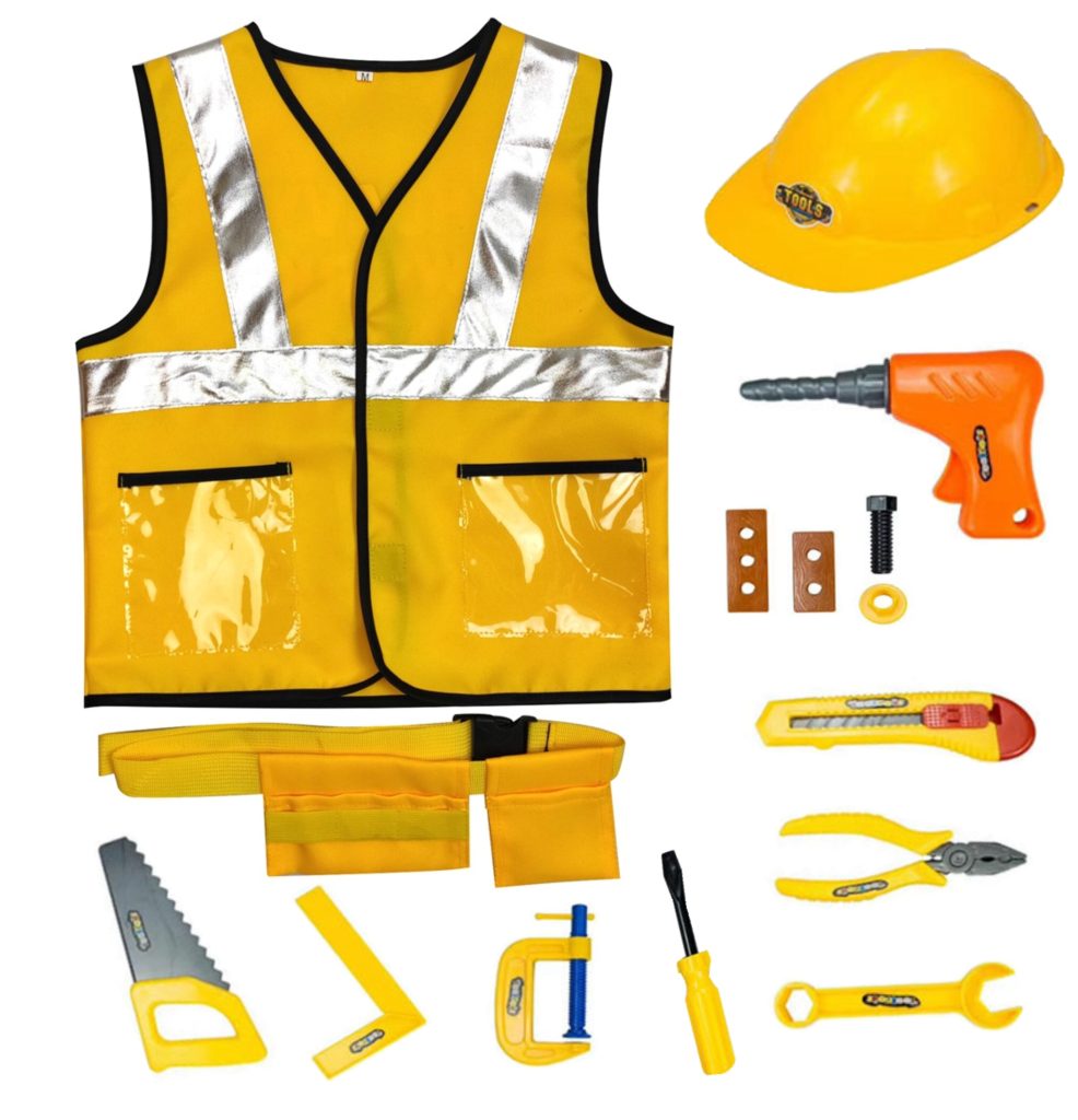 Construction Worker Costume Kit For Kids Role Play Toy Set Career ...