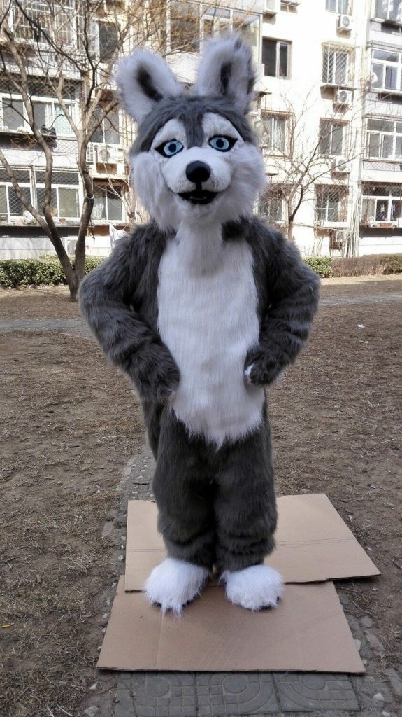 Long Fur Fox Dog Fursuit Furry Mascot Costume Suit Cosplay Party Fancy ...