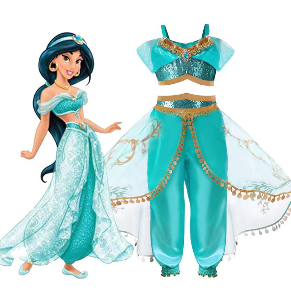 Arabian Princess Aladdin Dress Up Costume Girls Sequined Jasmine ...