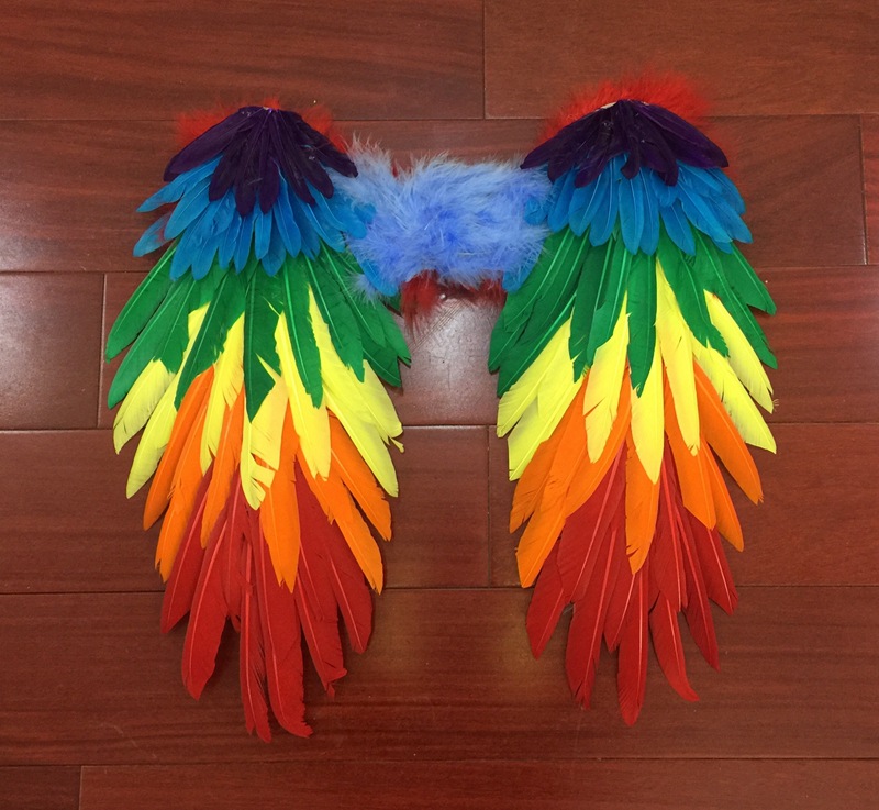 Amazing Multicolor Feather Wings Kids Girls Halloween Party Cosplay ...