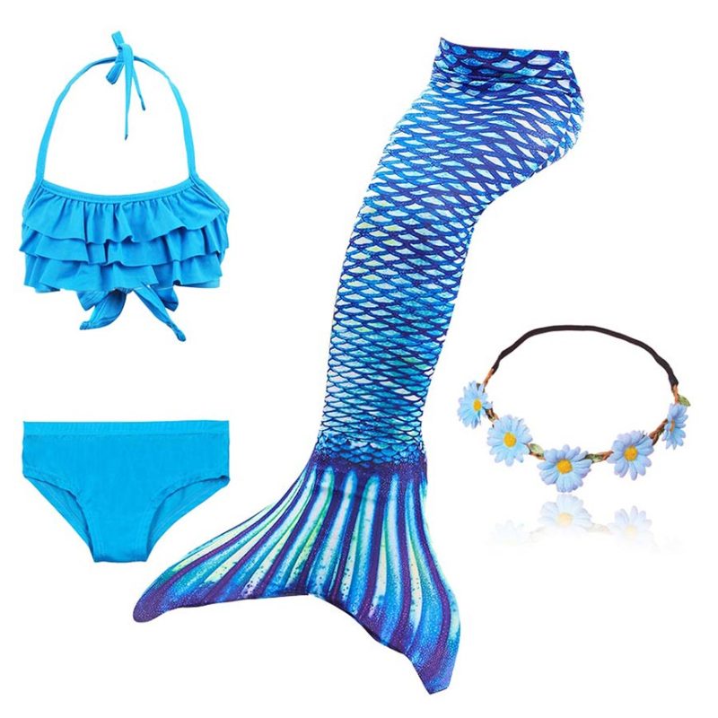 Kids Ariel Mermaid Tail Swimmable Bathing Suit Bikini Girls Swimsuit ...