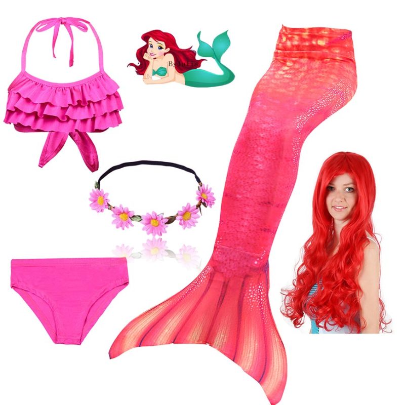 Kids Ariel Mermaid Tail Swimmable Bathing Suit Bikini Girls Swimsuit ...