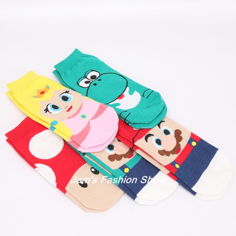Cartoon Super Mario Cotton Socks Luigi Yoshi Princess Peach Mushroom ...