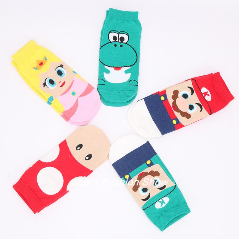 Cartoon Super Mario Cotton Socks Luigi Yoshi Princess Peach Mushroom ...